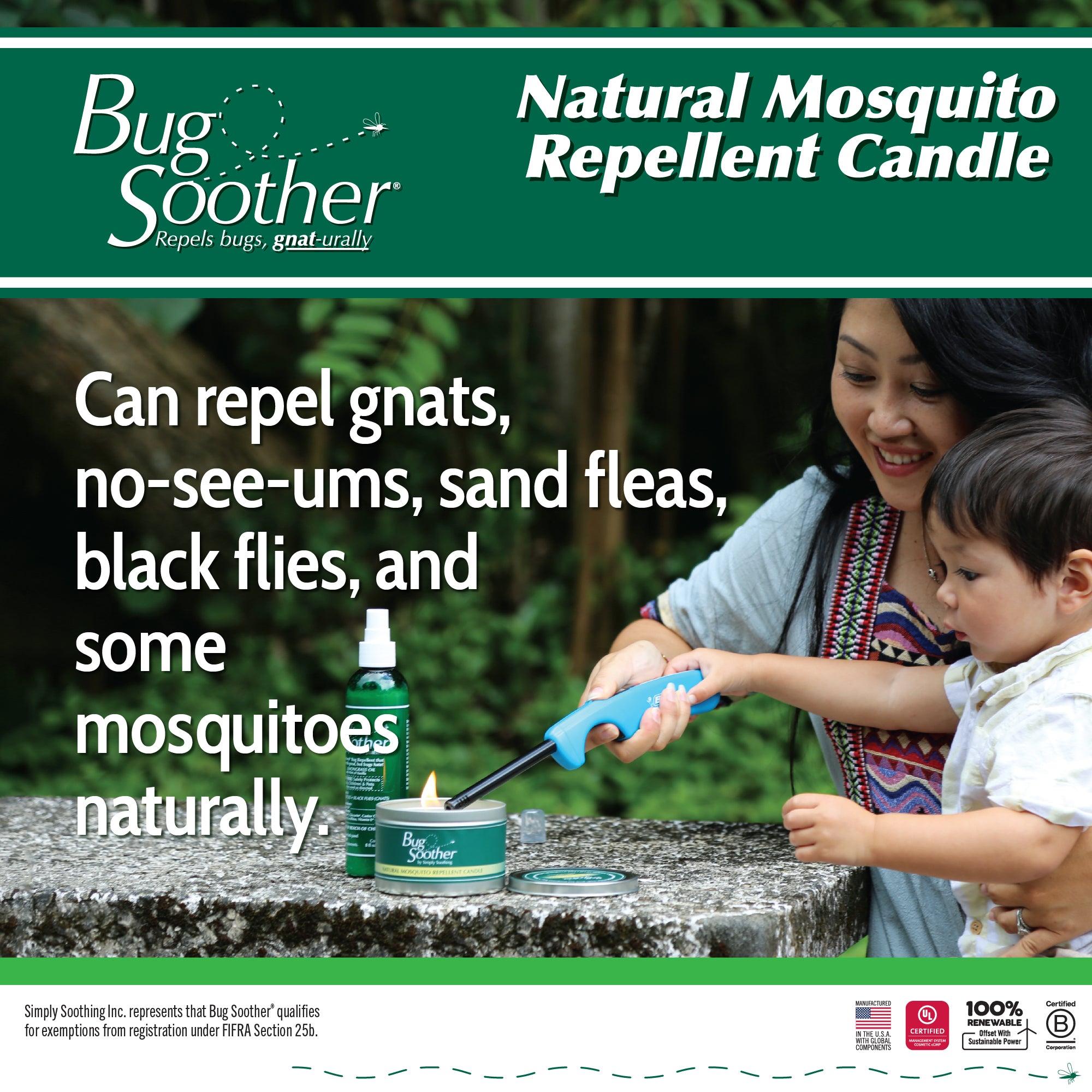 Bug Soother Bug Repellent Candle + 8 oz. and 1 oz. Spray Bottle Pack ...