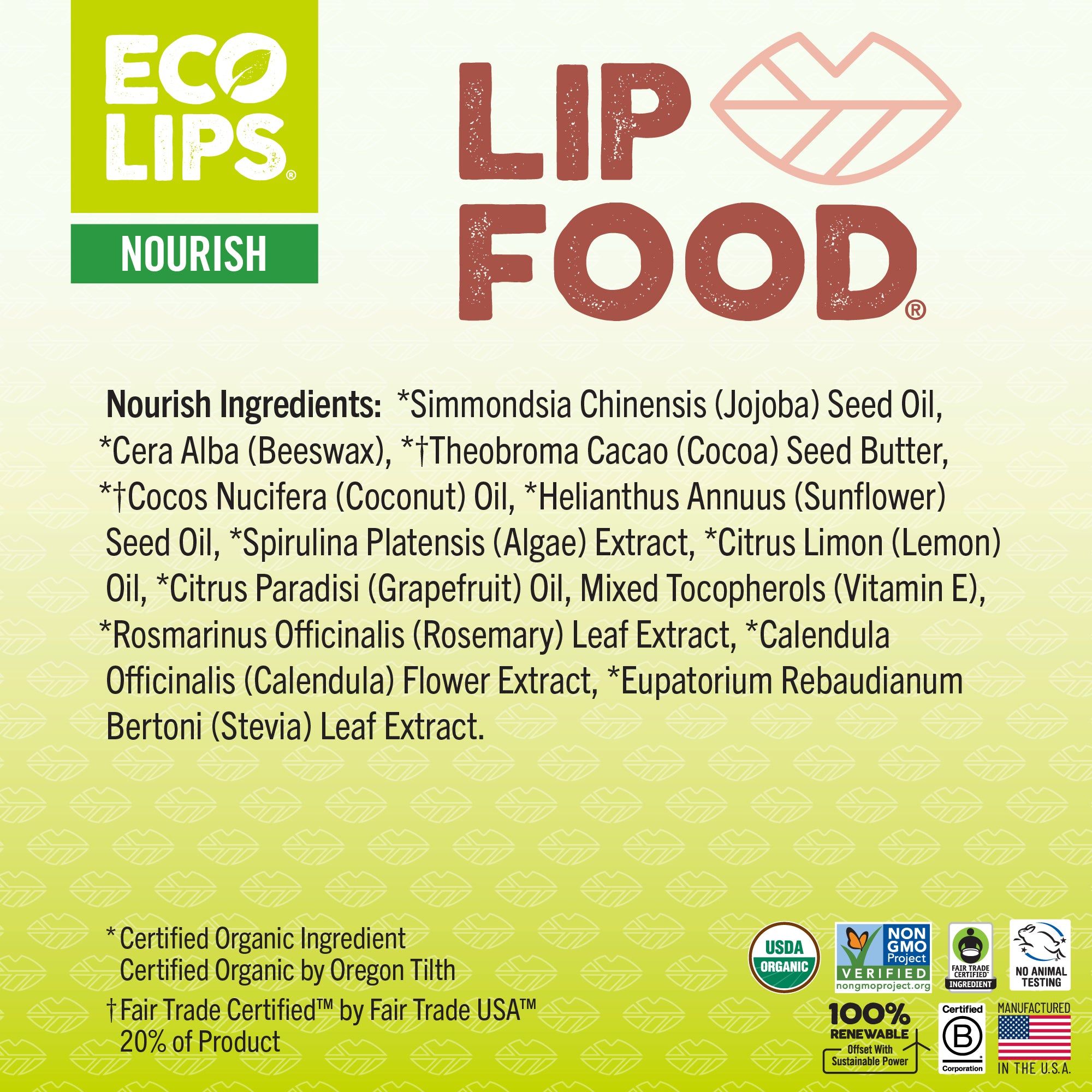 LIP FOOD® Nourish Organic Lip Balm, 0.15 oz. - Eco Lips Store