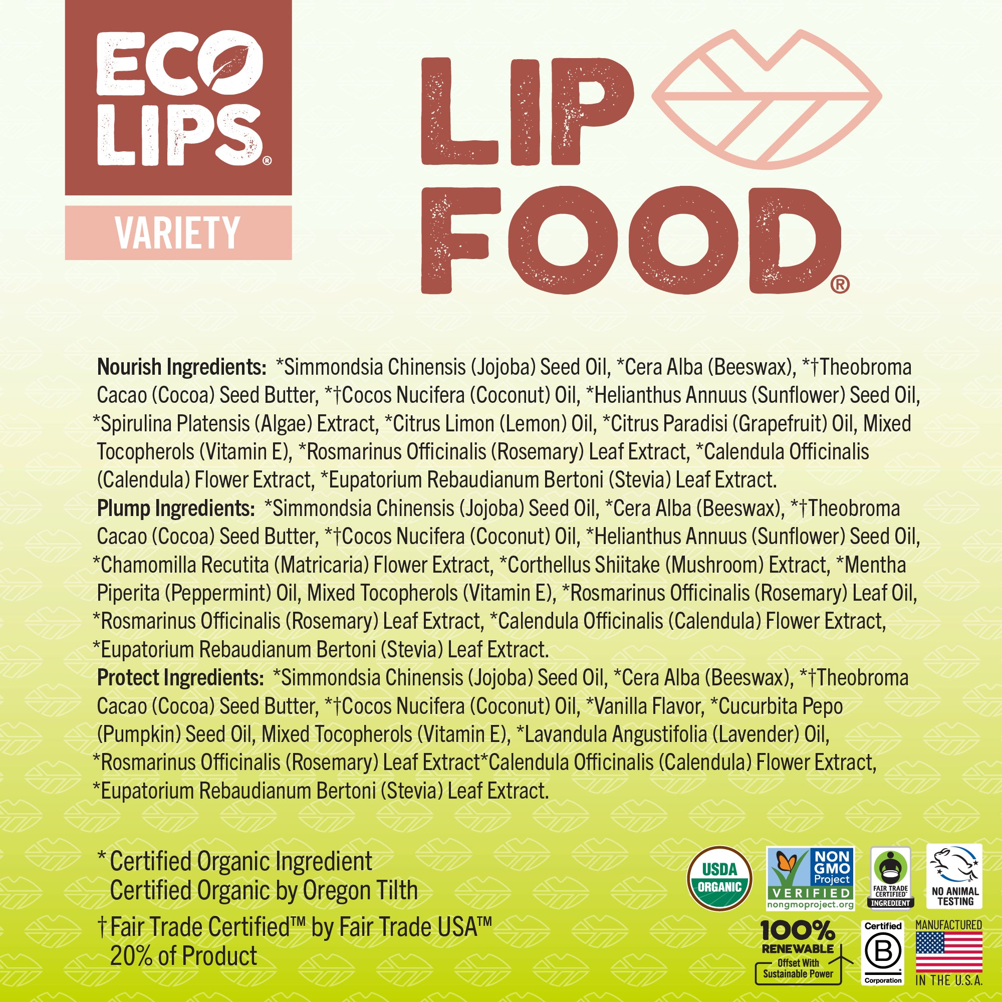LIP FOOD® Organic Lip Balm, 3 Pack Variety - Eco Lips Store